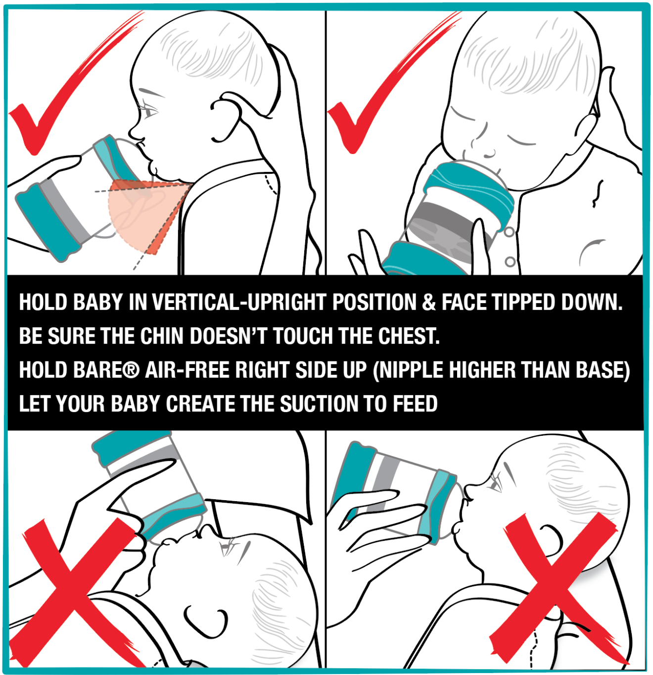 Upright feeding reduces GER - Bare® Air-free Feeding System by Bittylab®